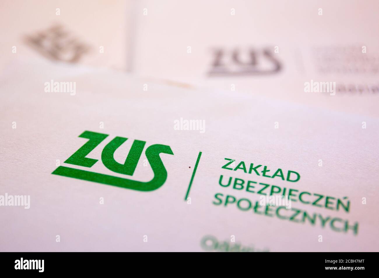 In this photo illustration a ZUS logo seen on the correspondence ...