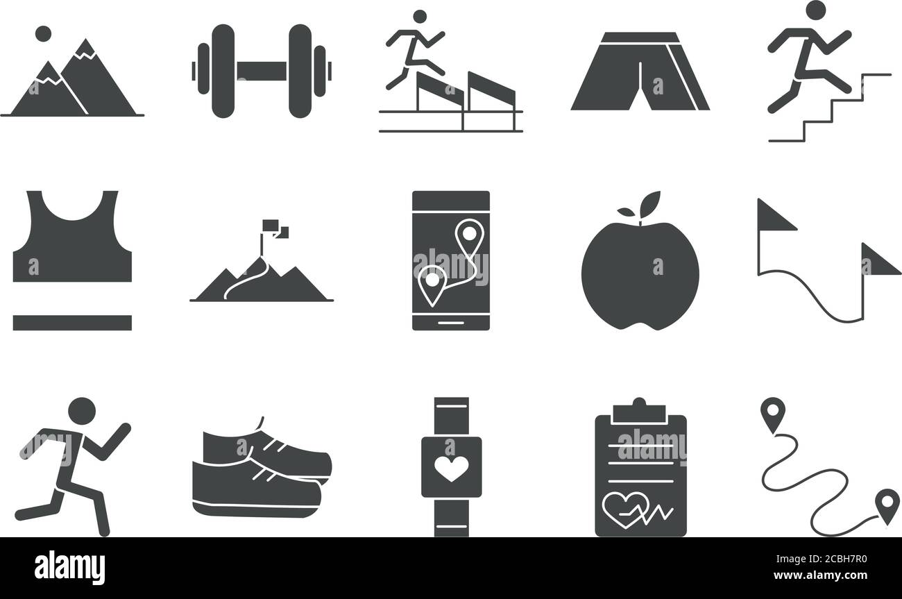running sport race line icons set design vector illustration Stock ...