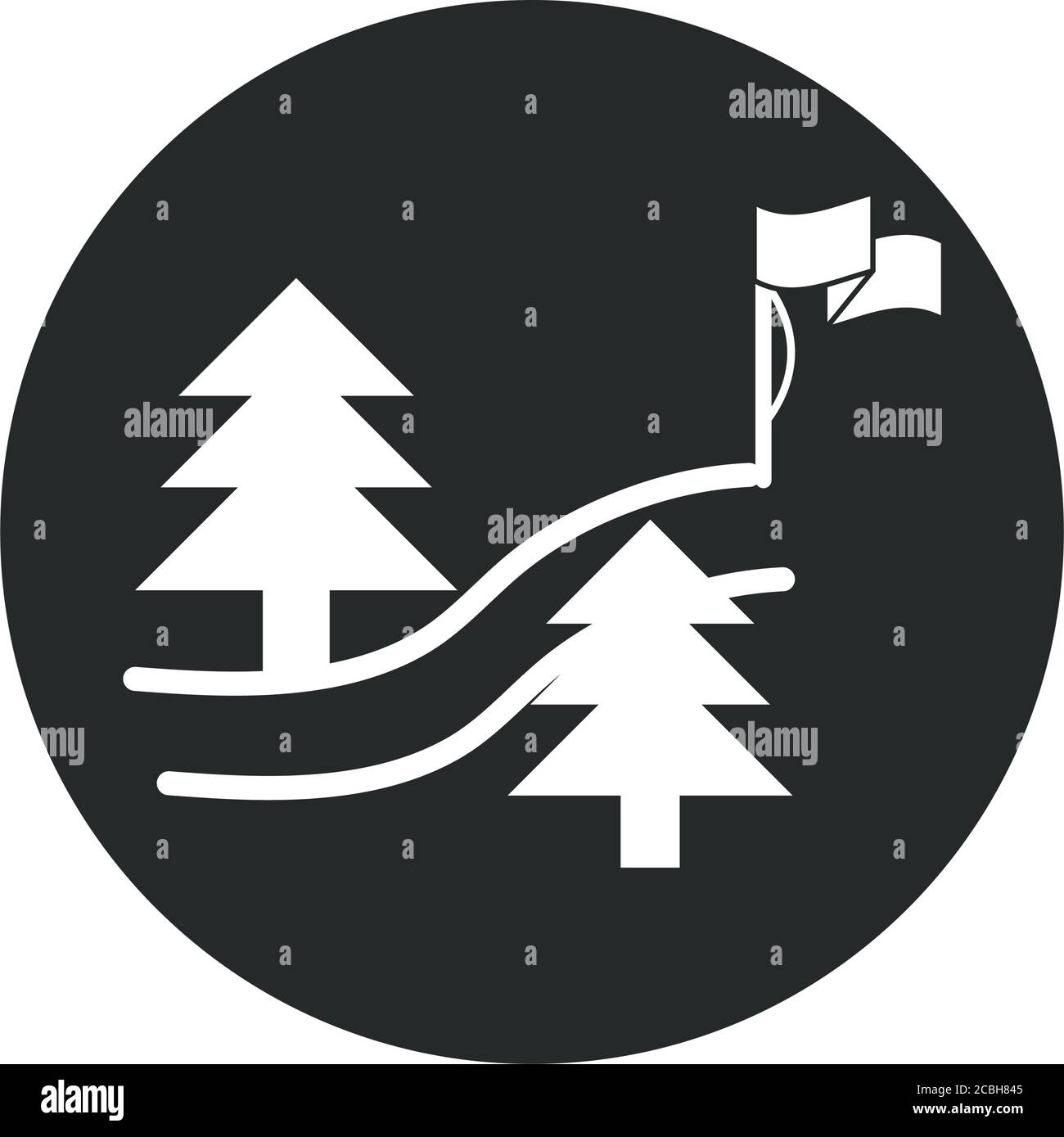 extreme sport route ski flags and pine trees active lifestyle block and ...