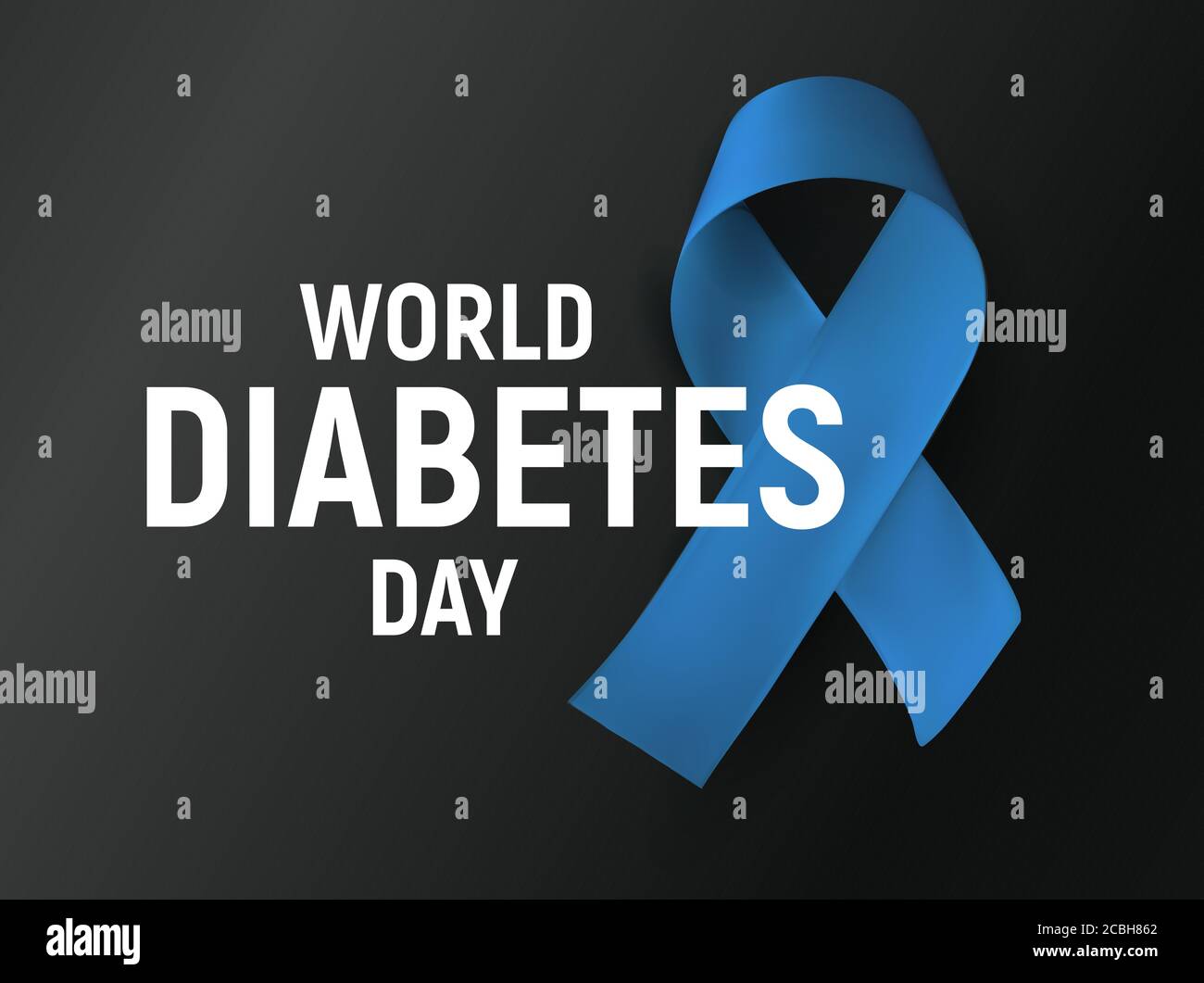 World diabetes day, vector poster. Blue Isolated ribbon on black ...
