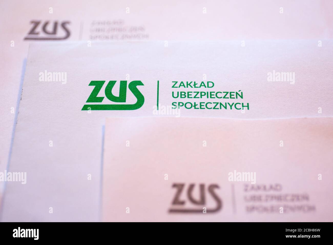 Poland. 1st Aug, 2020. In this photo illustration a ZUS logo seen on ...