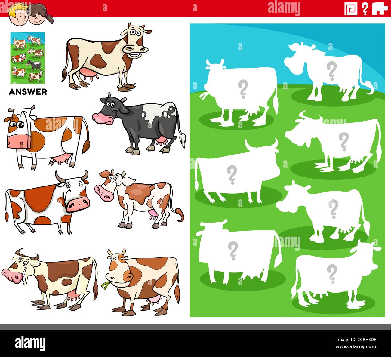 Cartoon Illustration of Match Objects and the Right Shape or Silhouette ...