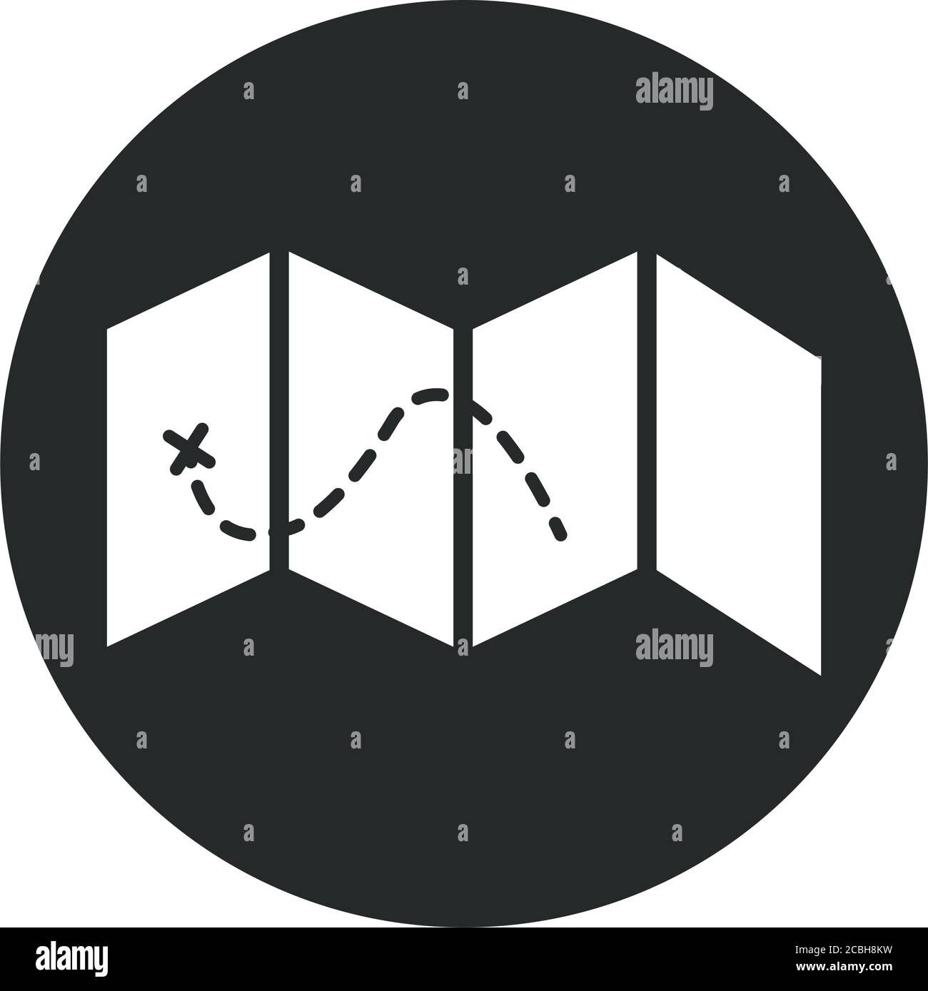 folded map tracking marker block and flat icon vector illustration ...