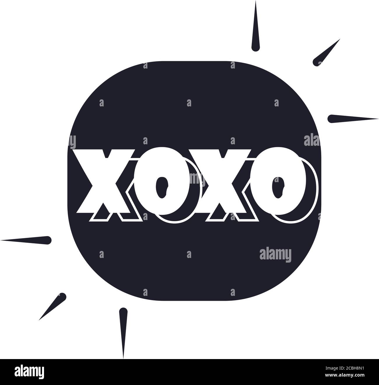 slang bubbles, bubble xoxo message over white background, silhouette ...