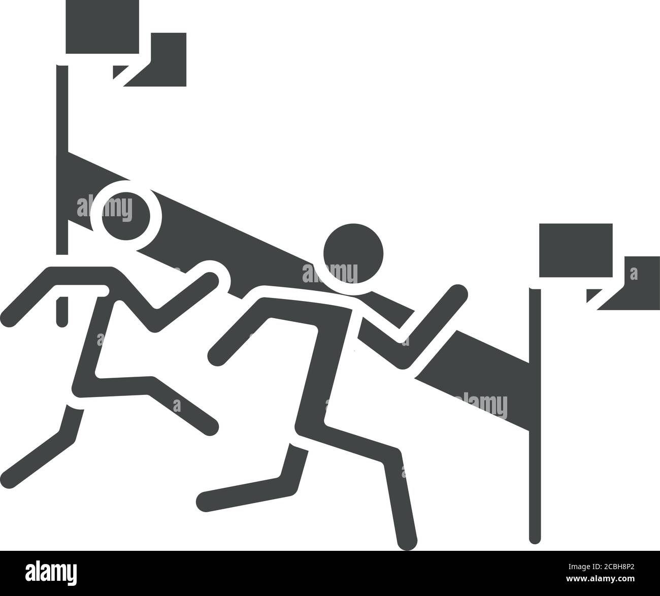 man winning a race running speed sport flags silhouette icon design ...