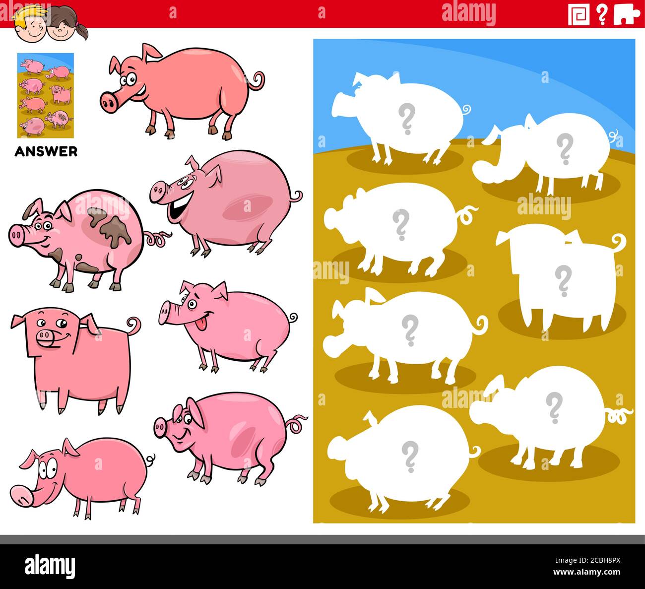 Cartoon Illustration of Match Objects and the Right Shape or Silhouette ...