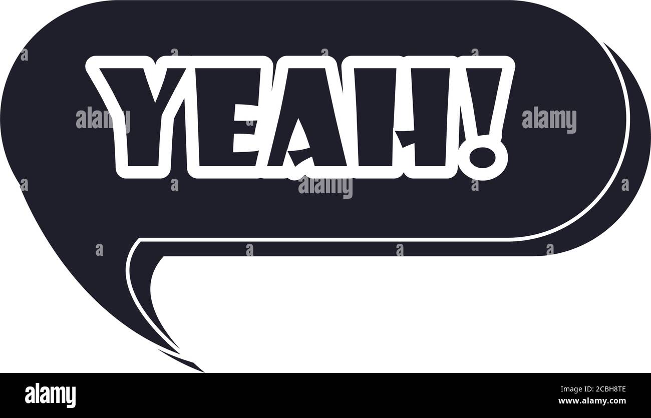 slang bubbles, yeah word lettering over white background, silhouette ...