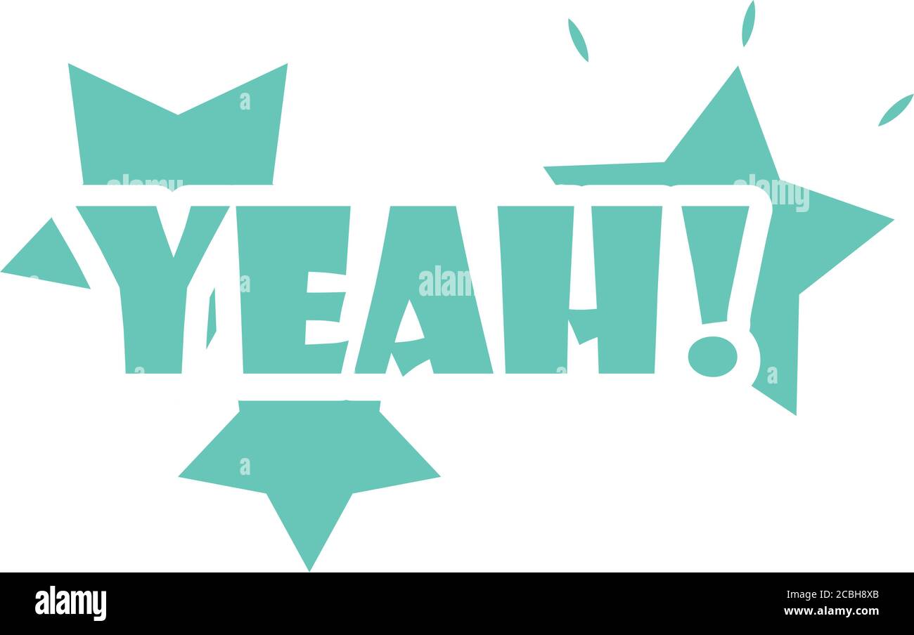 slang bubbles, yeah text with stars over white background, flat icon ...