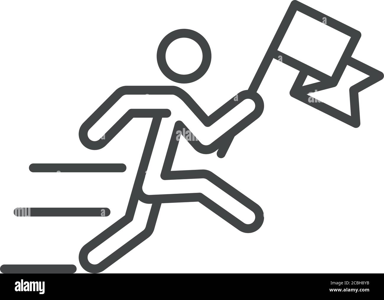 winner athlete with flag running speed sport race line icon design ...