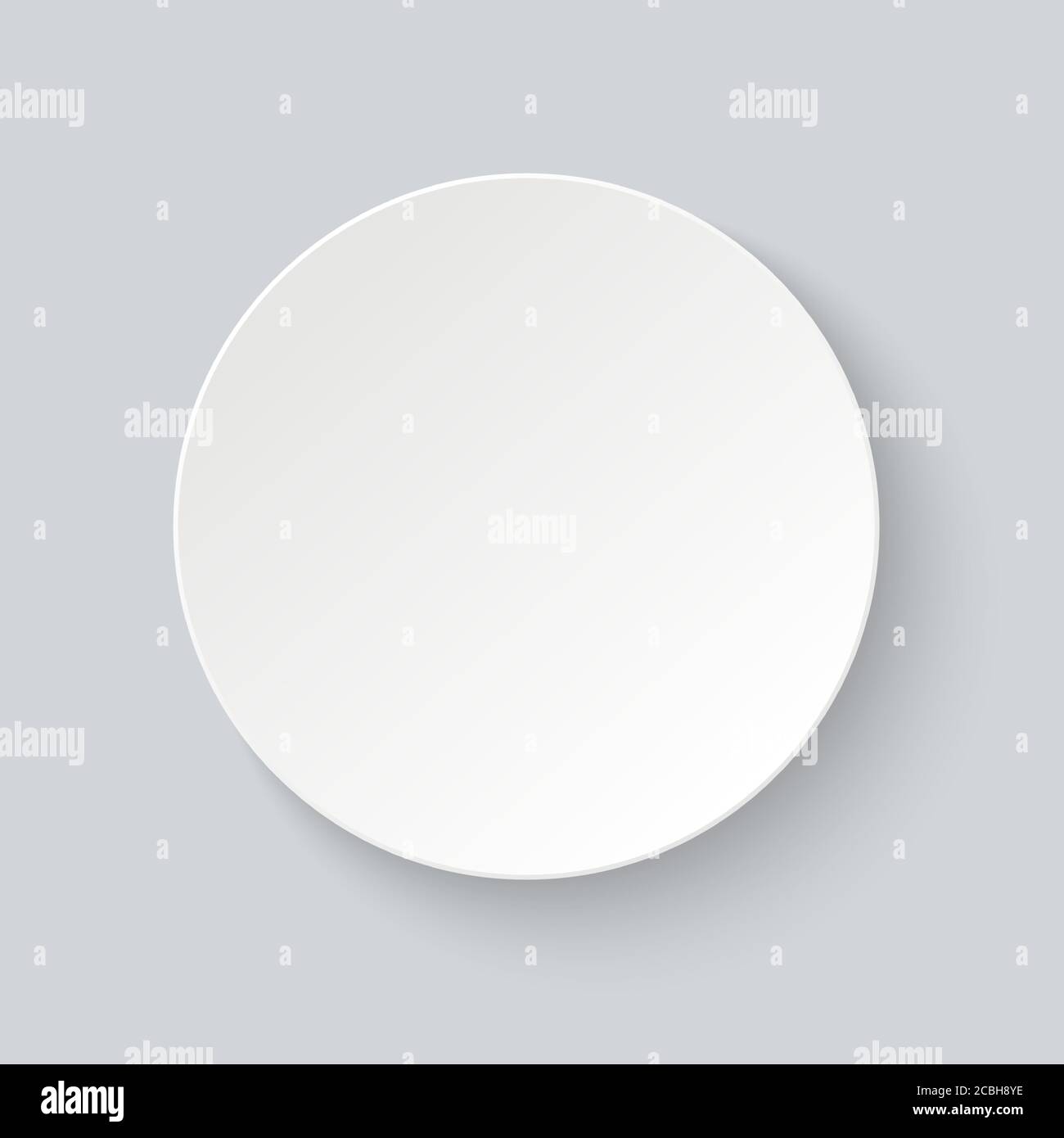 White paper circle banner with drop shadow. Blank white paper round ...
