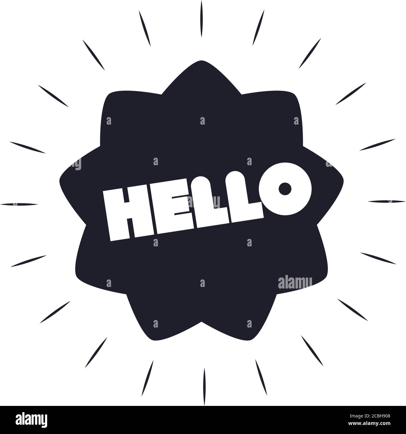 slang bubbles hello sticker over white background, silhouette icon ...