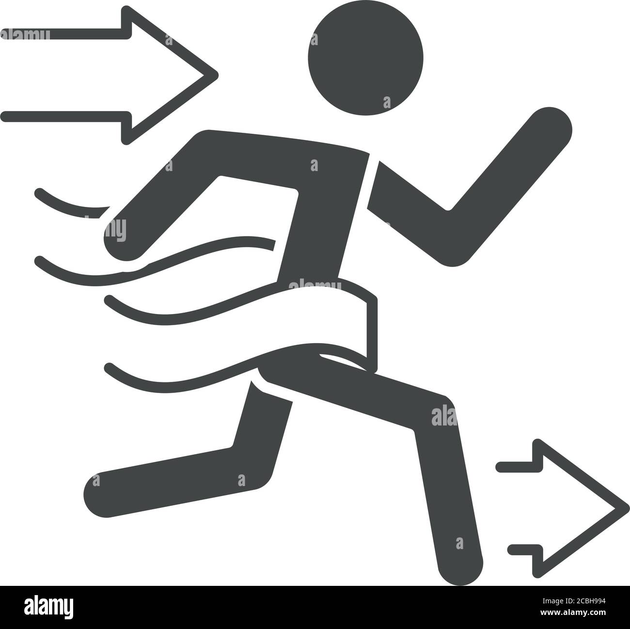 man winner on line finish running speed sport race linear icon design ...