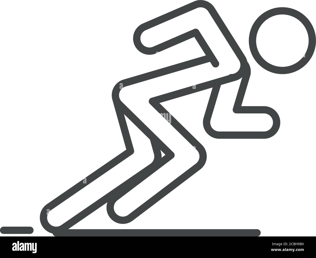 runner in ready posture to sprint speed sport race line icon design ...