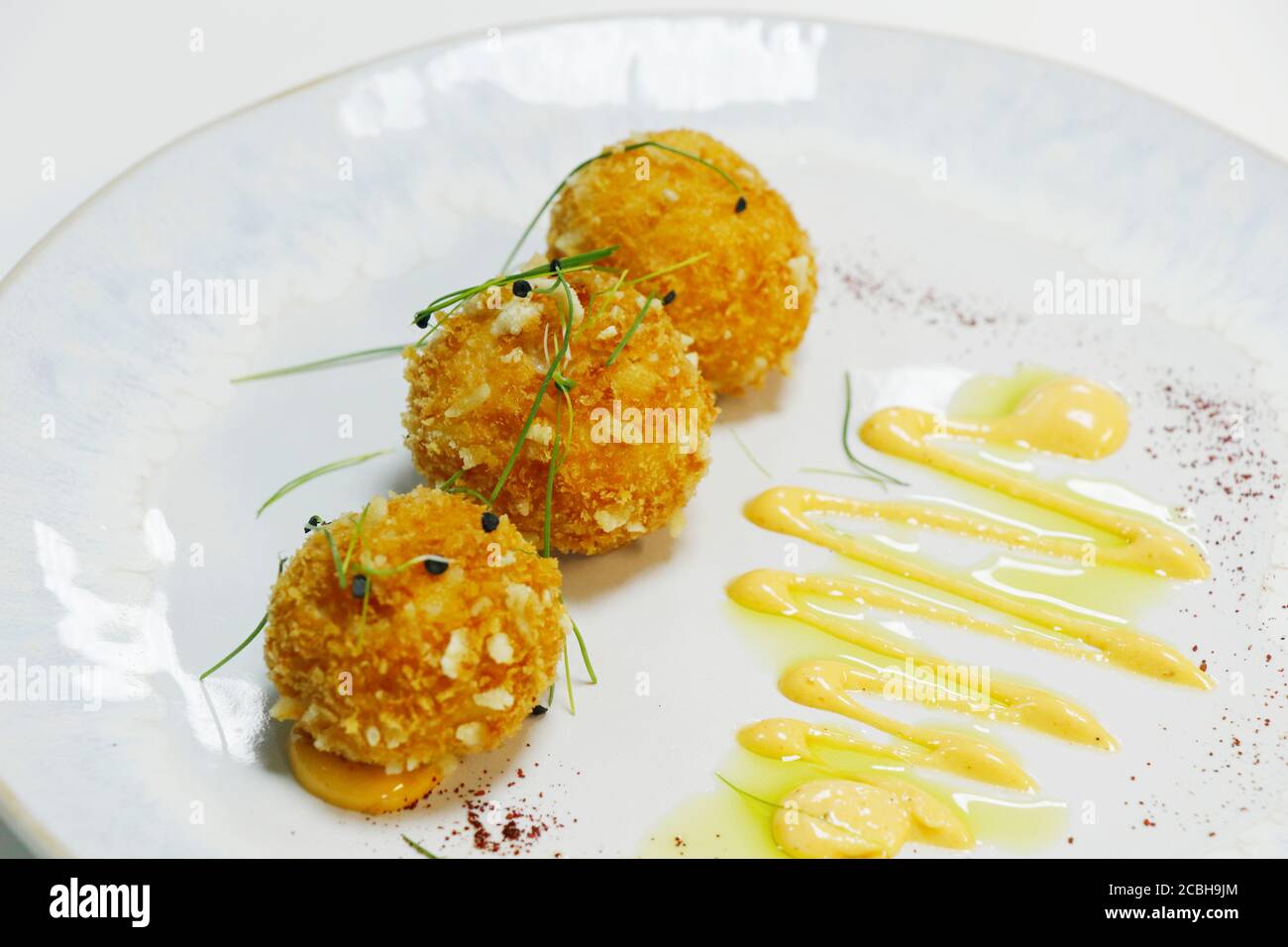 deep fried meat balls with spicy mayonnaise, crispy crumb fried ...