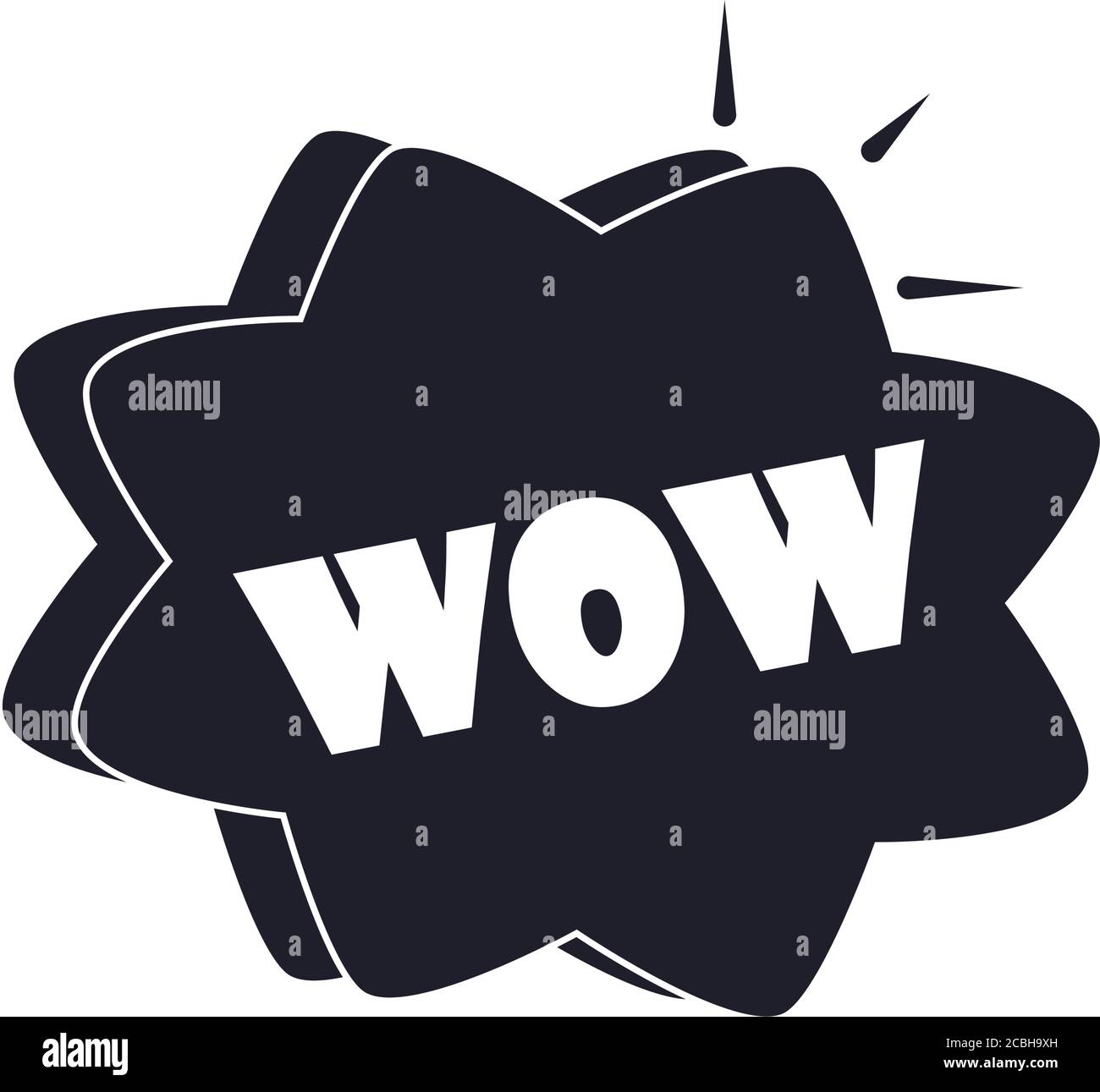 slang bubbles, black speech bubble with wow text, over white background ...