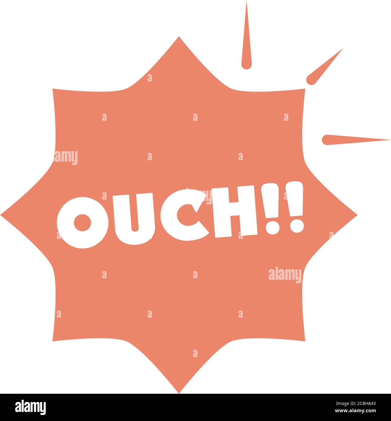 slang bubbles ouch lettering over white background, flat icon design ...