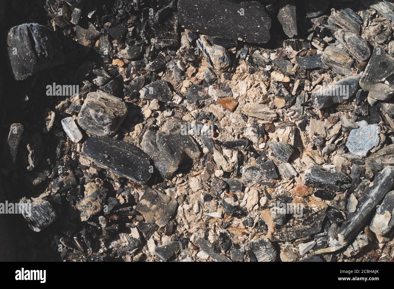 Ash and coal after bonfire. small twigs. place for fire Stock Photo - Alamy