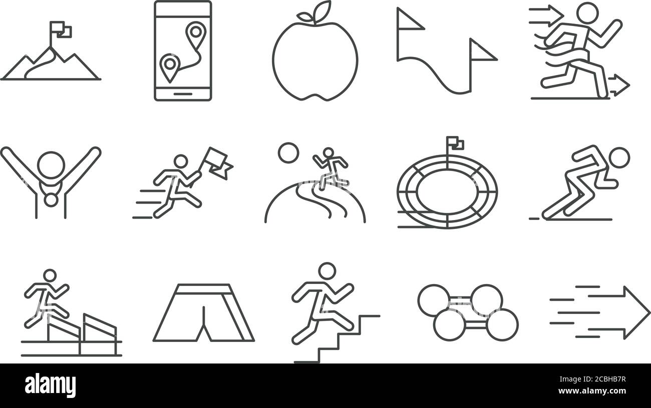 running sport race line icons set design vector illustration Stock ...