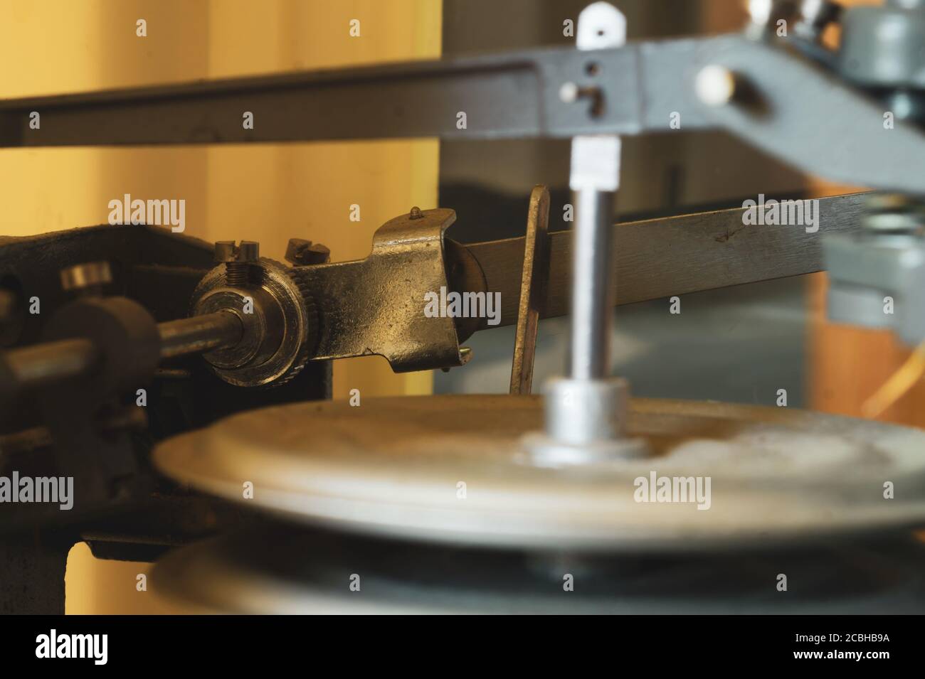 Detail of retro hygrometer close up. vintage weather station mechanism ...