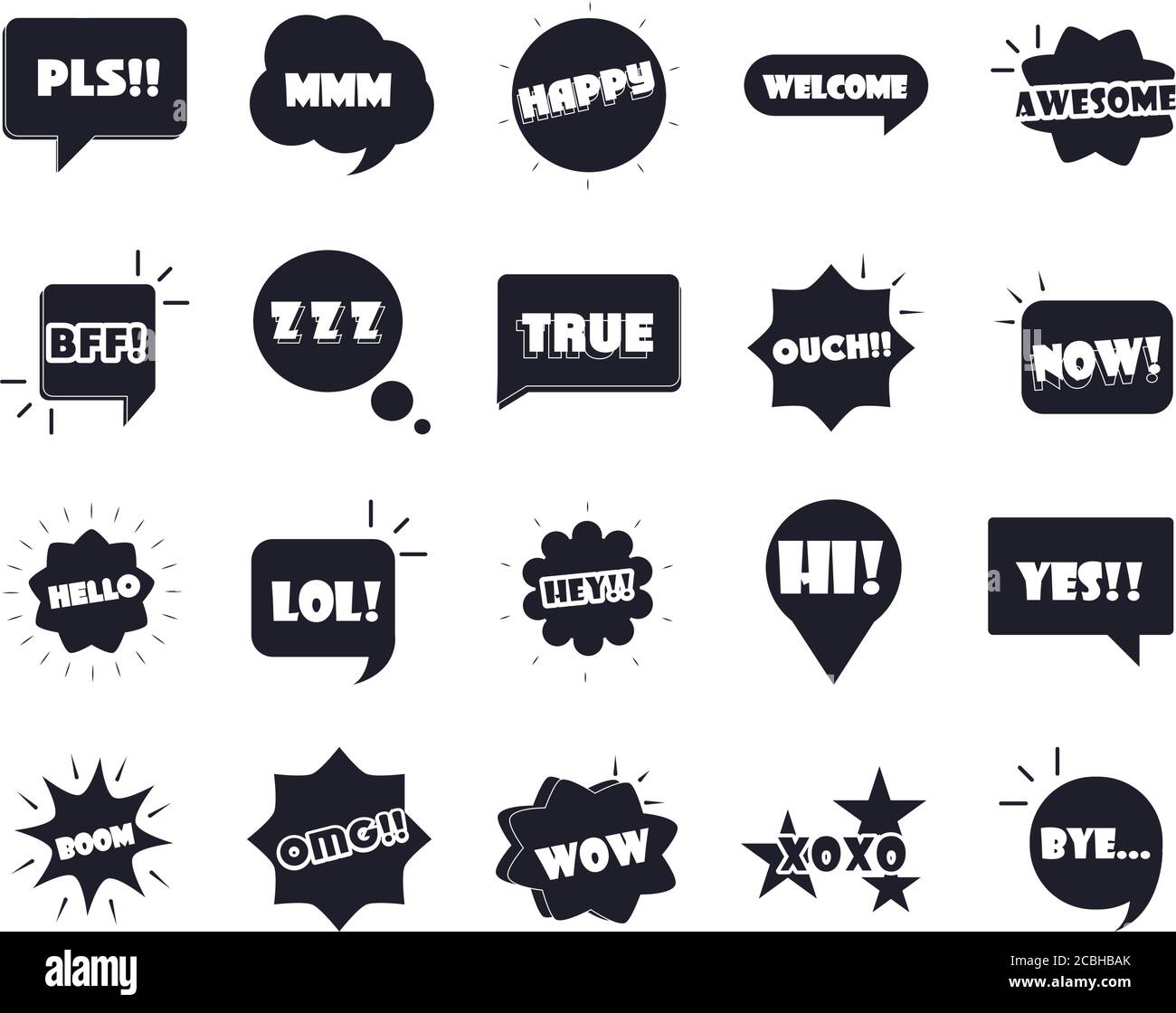slang bubbles different words and phrases in multicolor cartoon, true ...