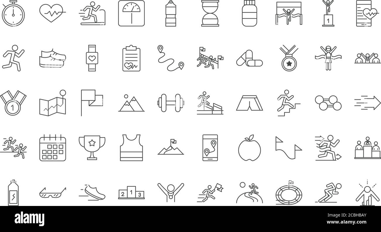 running sport race line icons set design vector illustration Stock ...