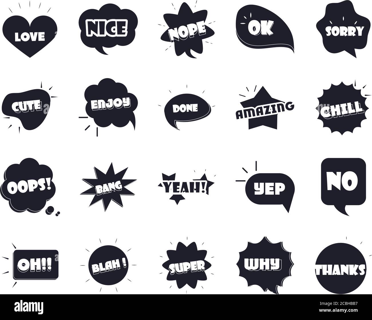 slang bubbles different words and phrases in multicolor cartoon, love ...