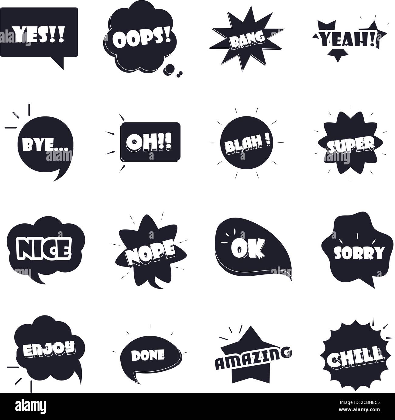 slang bubbles different words and phrases in multicolor cartoon, love ...