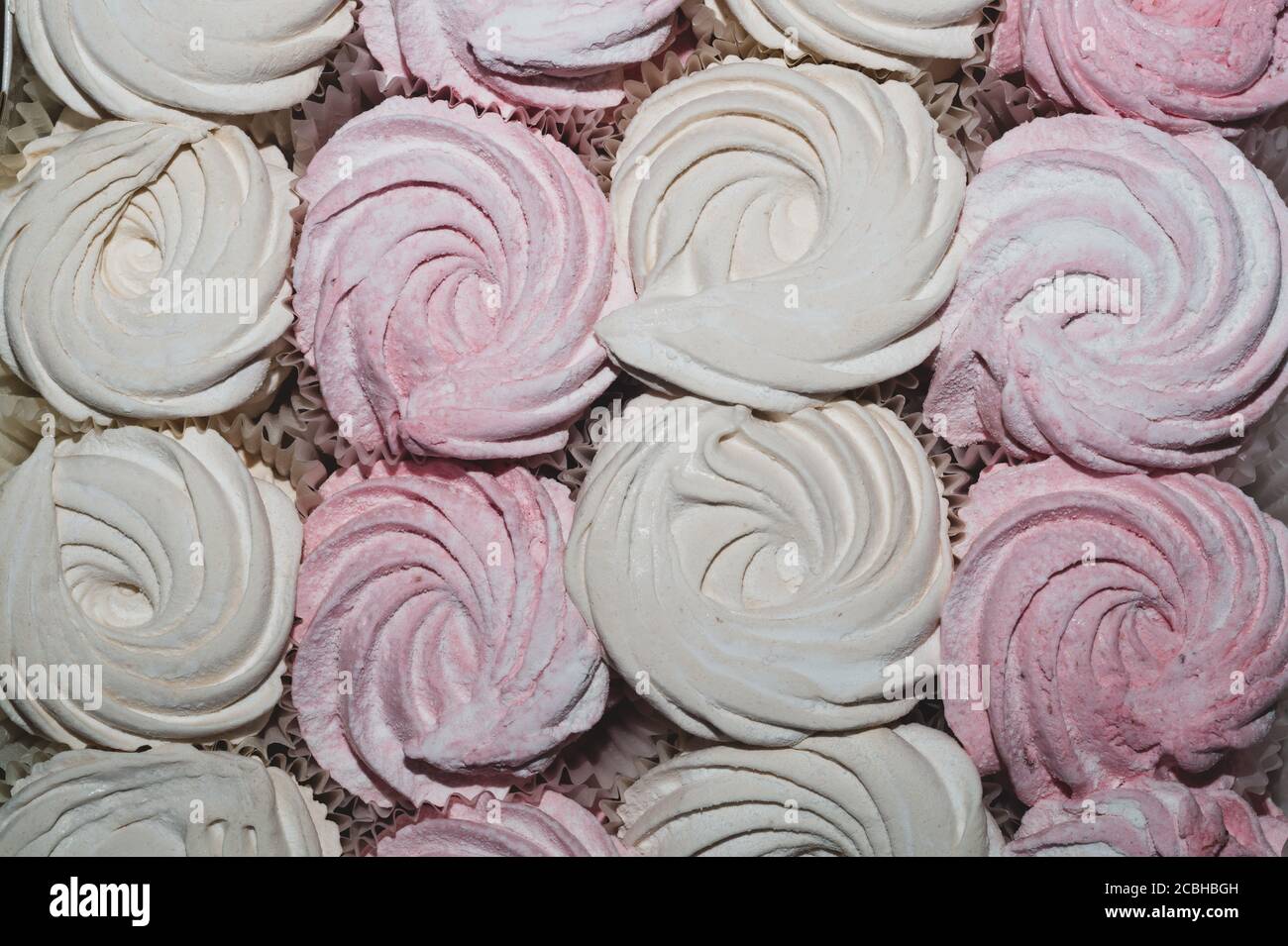 Pink and white zephyr. handmade marshmallow. sweet dessert Stock Photo ...