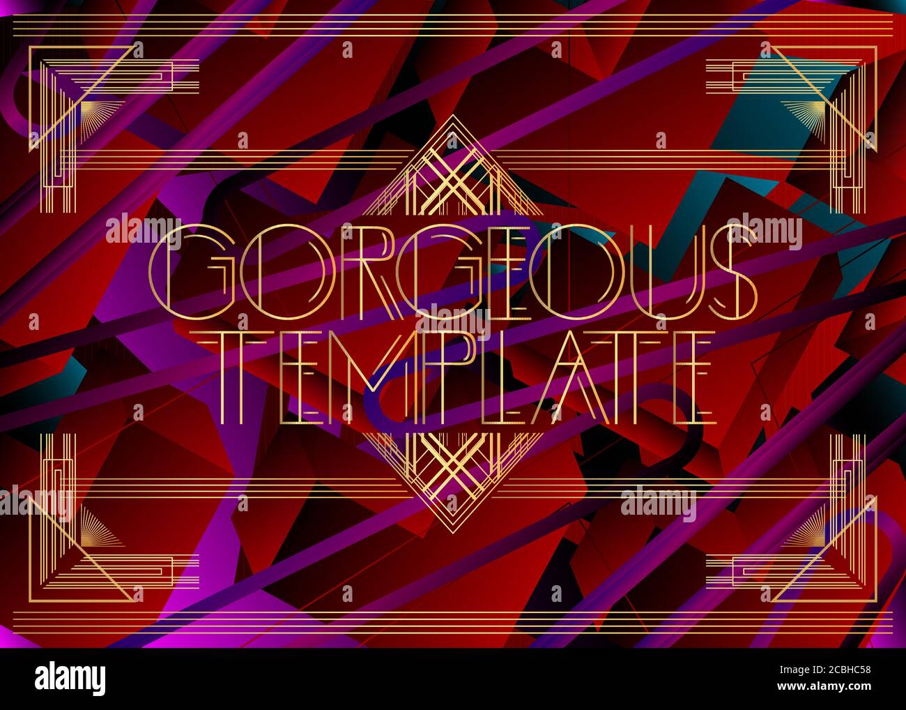 Retro Gorgeous Template text. Decorative greeting card, sign with ...