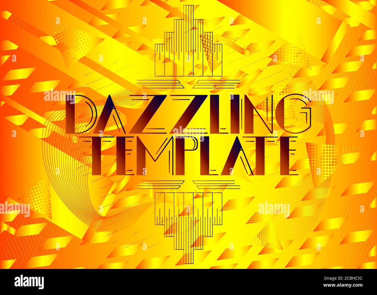 Retro Dazzling Template text. Decorative greeting card, sign with ...