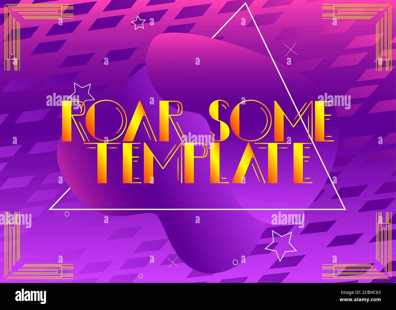 Retro Roar Some Template text. Decorative greeting card, sign with ...