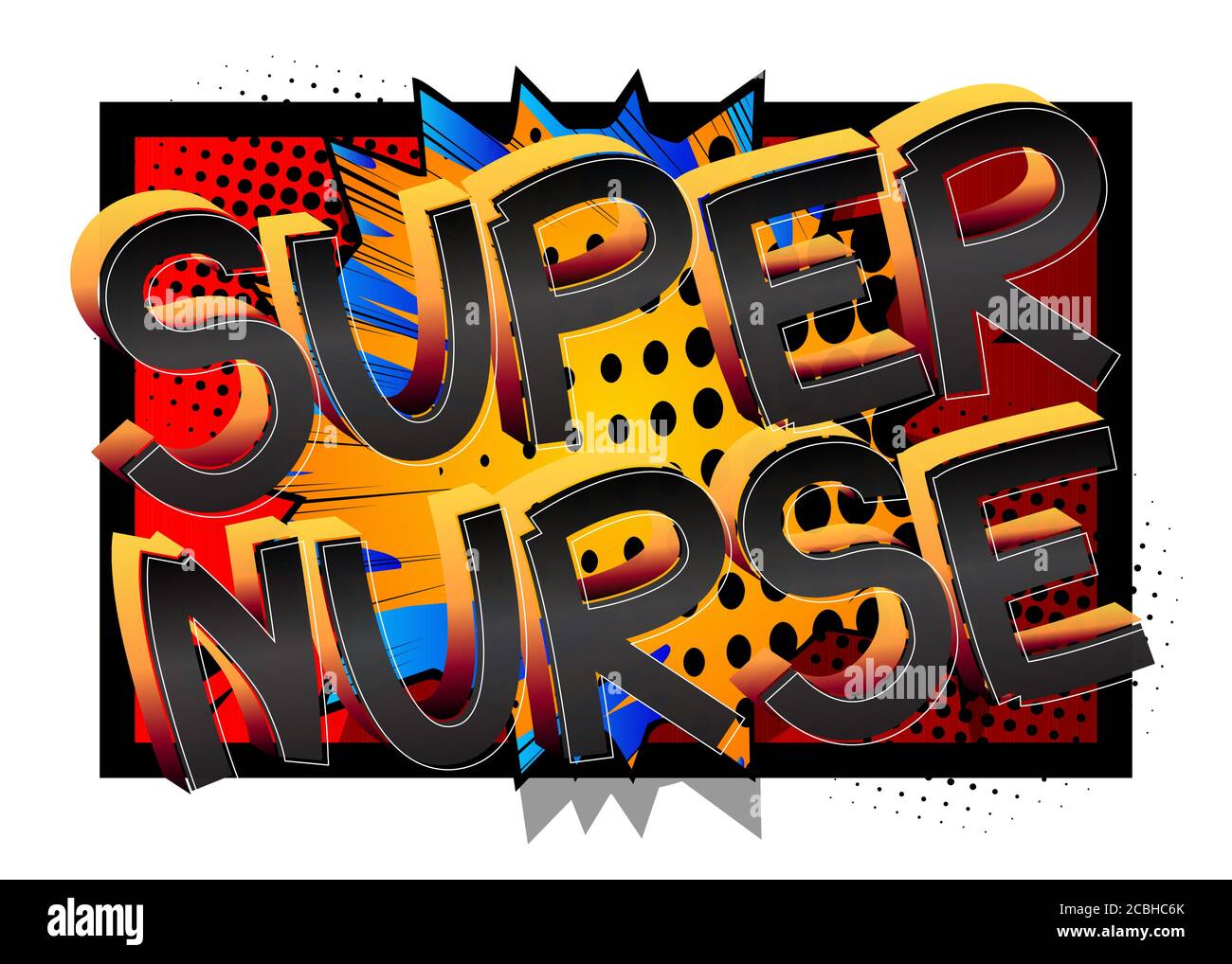 Super Nurse Comic book style cartoon words on abstract comics ...