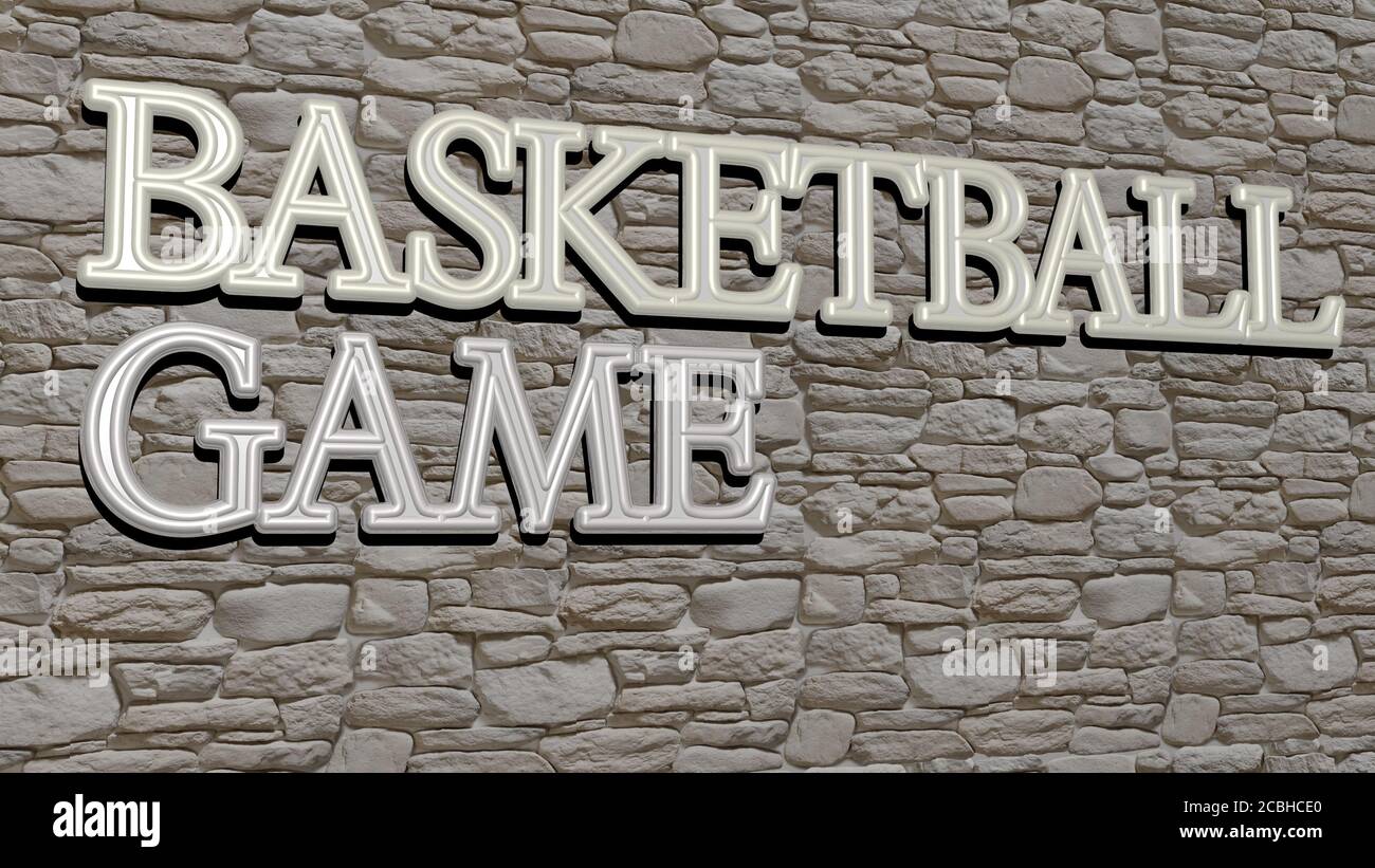 basketball game text on textured wall - 3D illustration for background ...