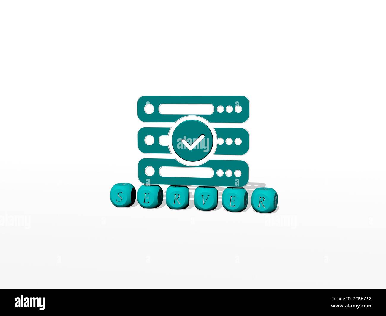 SERVER cubic letters with 3D icon on the top - 3D illustration for data ...