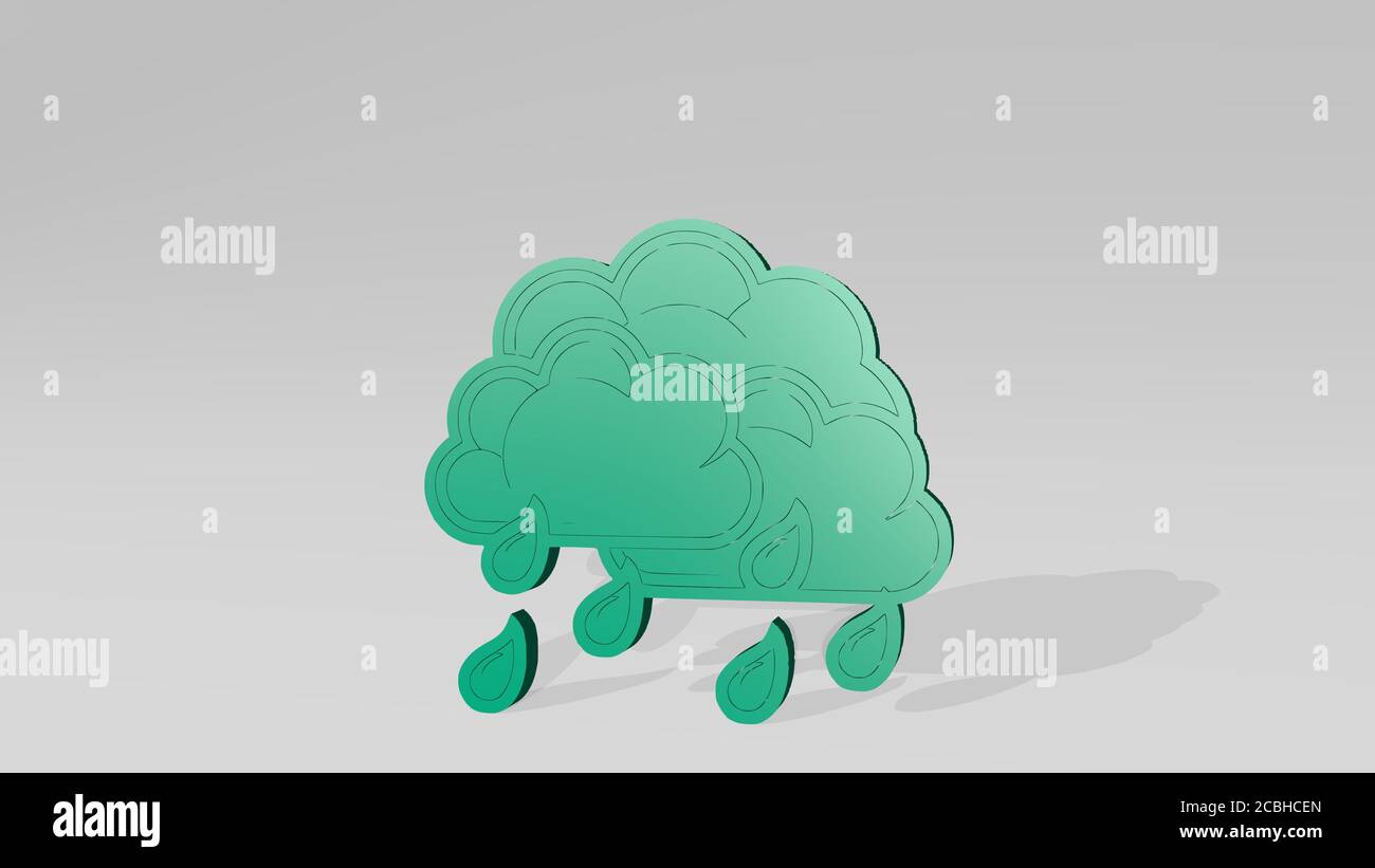 raining clouds 3D drawing icon on white floor - 3D illustration for ...