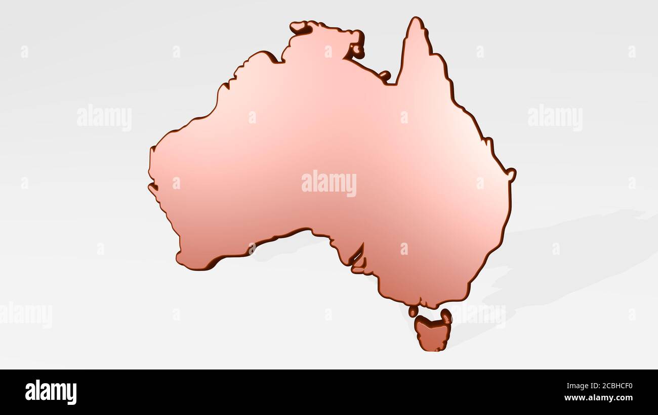 Australian map 3D icon casting shadow - 3D illustration for background ...