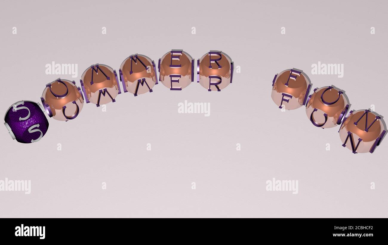 summer fun text of dice letters with curvature - 3D illustration for ...