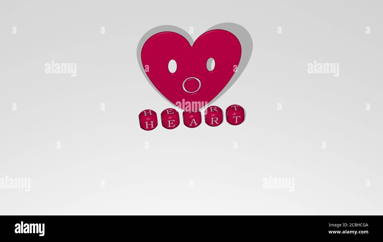 HEART 3D icon over cubic letters - 3D illustration for background and ...
