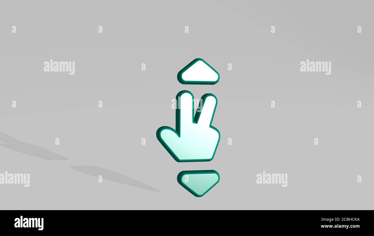 GESTURE TWO FINGERS SCROLL 3D icon casting shadow - 3D illustration for ...