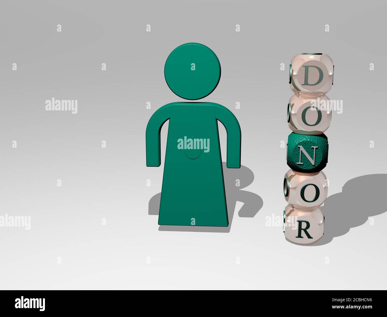 DONOR 3D icon beside the vertical text of individual letters - 3D ...