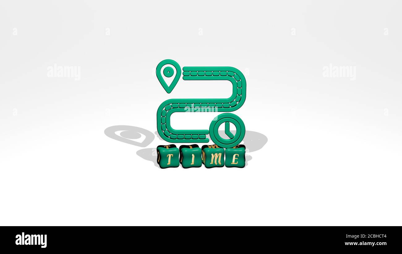 TIME 3D icon object on text of cubic letters - 3D illustration Stock ...