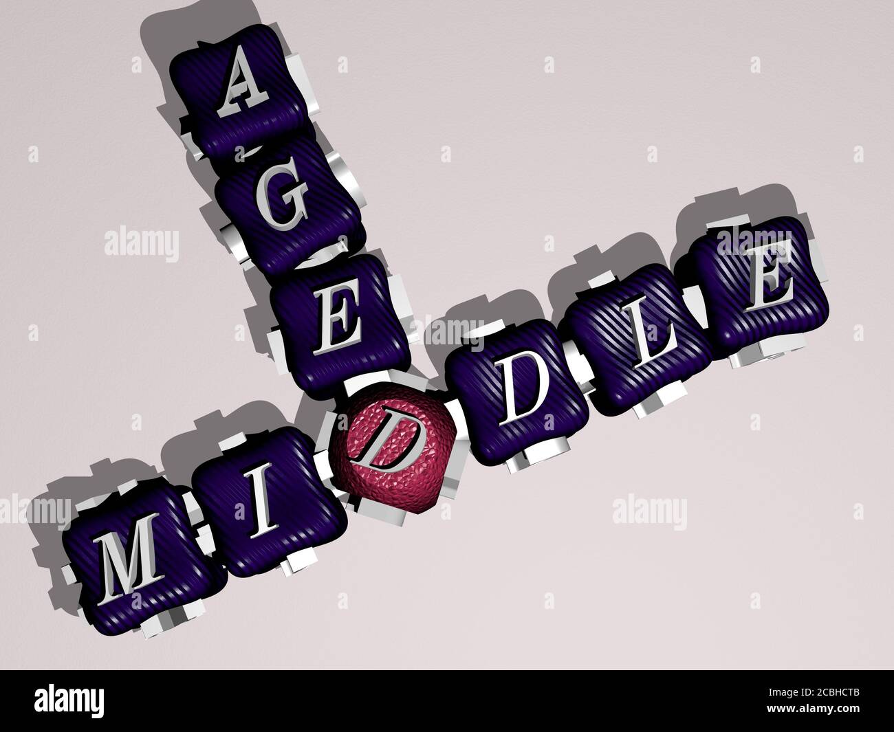 middle aged crossword of colorful cubic letters - 3D illustration for ...