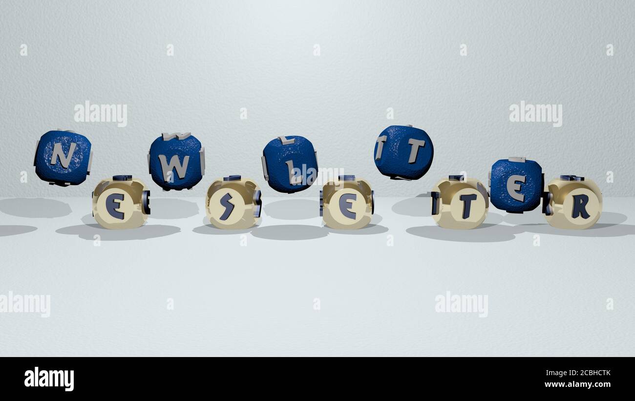 NEWSLETTER dancing cubic letters - 3D illustration for design and ...