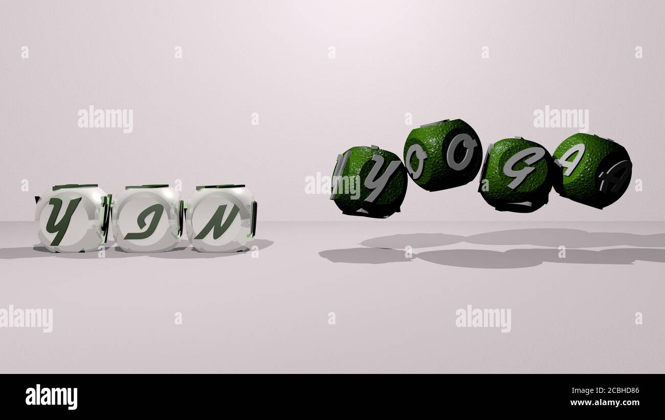 yin yoga dancing cubic letters - 3D illustration for yang and symbol ...
