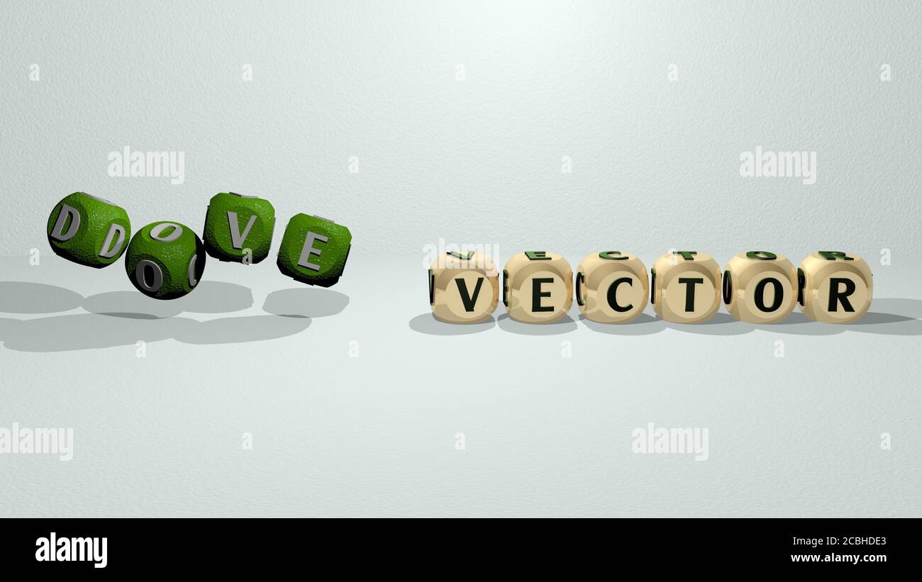 dove vector dancing cubic letters - 3D illustration for bird and ...