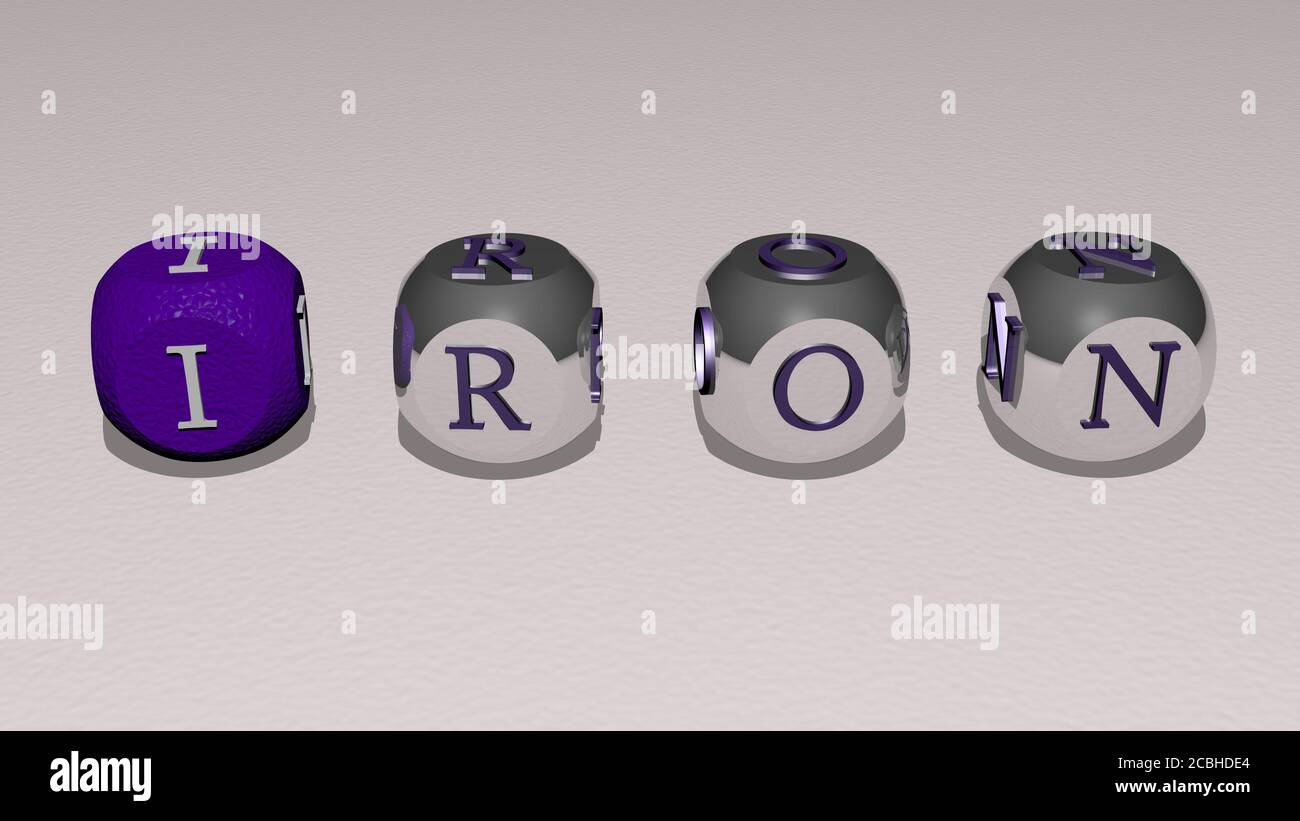 iron text of cubic individual letters - 3D illustration for background ...