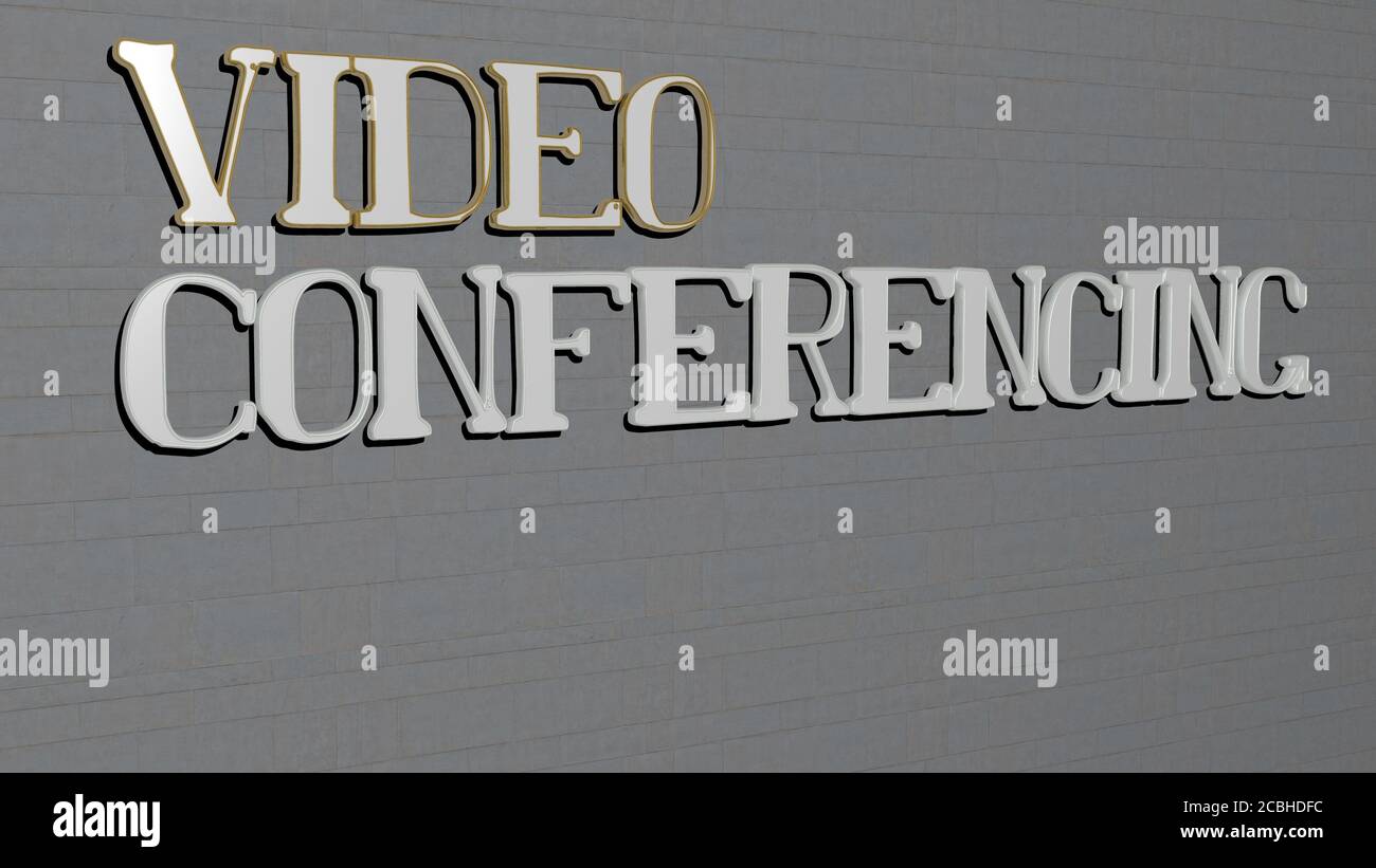 video conferencing text on textured wall - 3D illustration for ...