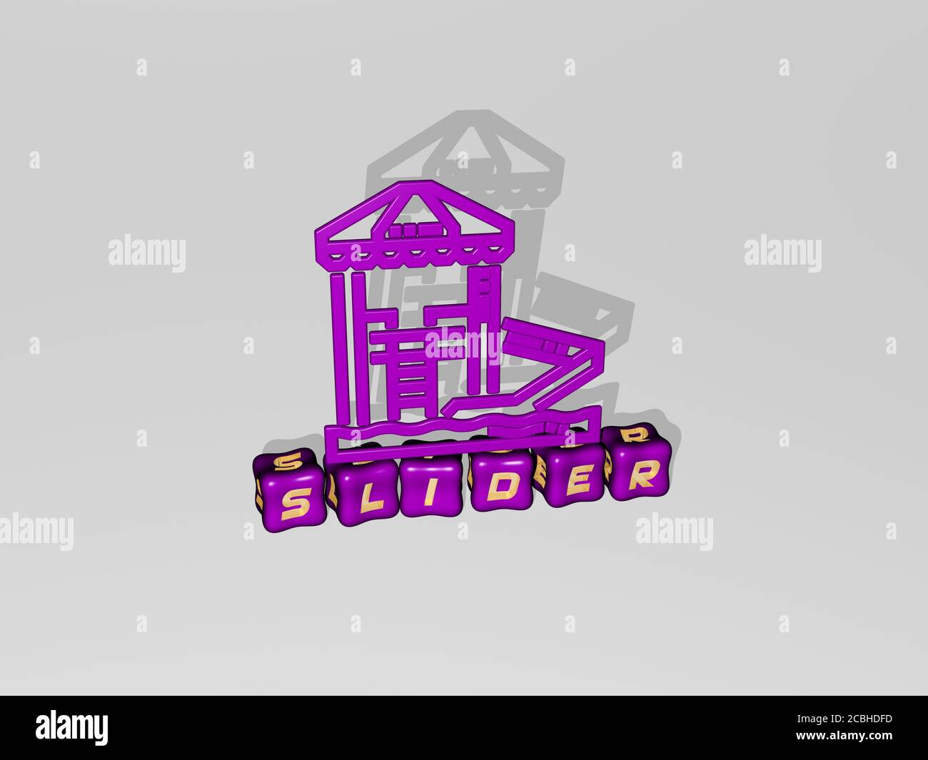 SLIDER 3D icon object on text of cubic letters - 3D illustration for ...