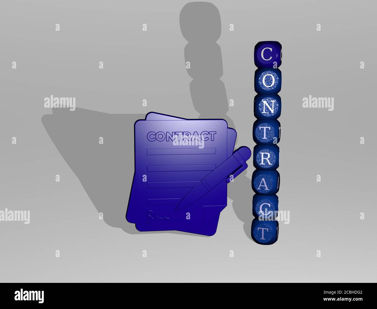 CONTRACT text beside the 3D icon - 3D illustration for business and ...
