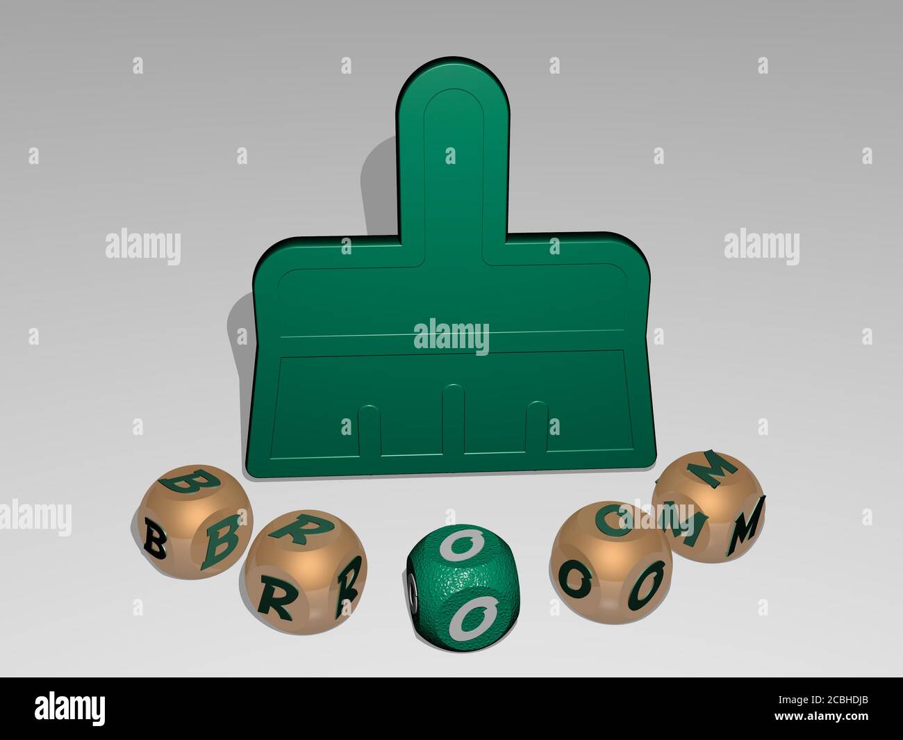 BROOM round text of cubic letters around 3D icon - 3D illustration for ...